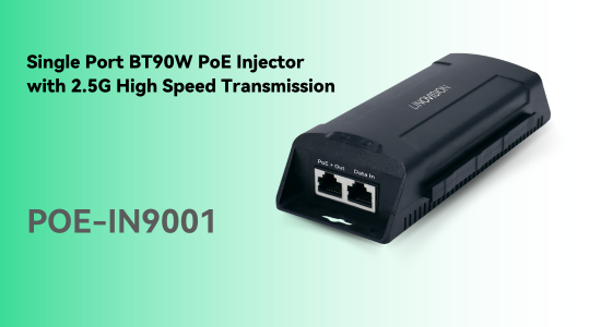Single Port BT90W PoE Injector with 2.5G Super High Speed Transmission ...
